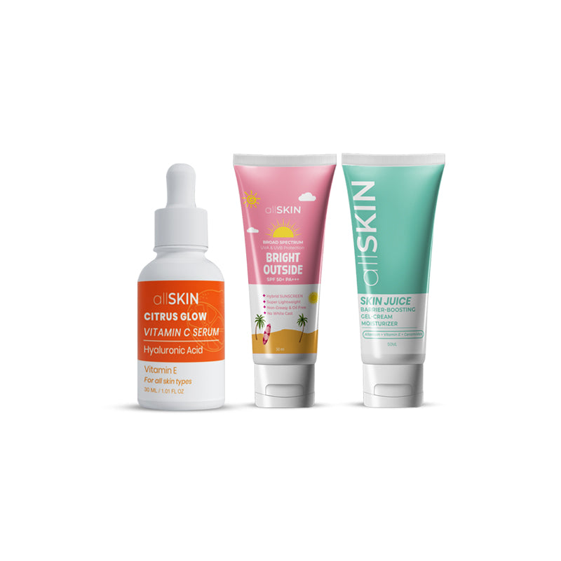 AM Glow Bundle (Vitamin C + Moisturizer + Sunscreen) – allSKIN